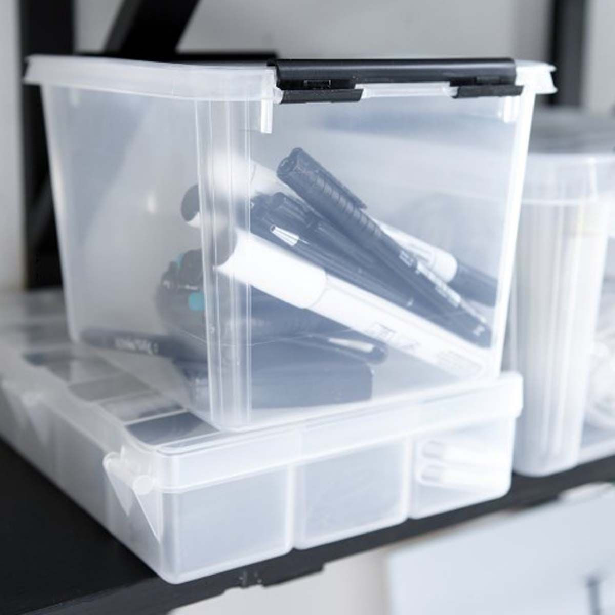 Grande boîte de rangement en plastique transparent avec couvercle - 47 ...