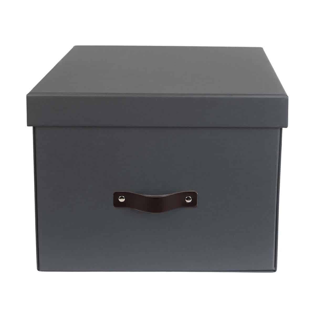 Grande boîte de rangement en carton gris - 28x38x50