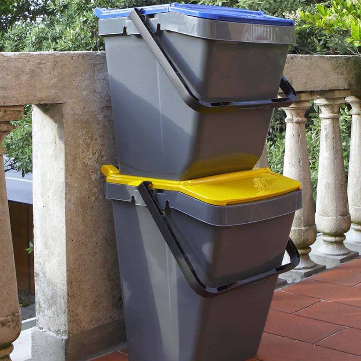 Poubelle de tri sélectif - 30 litres - Couvercle bleu