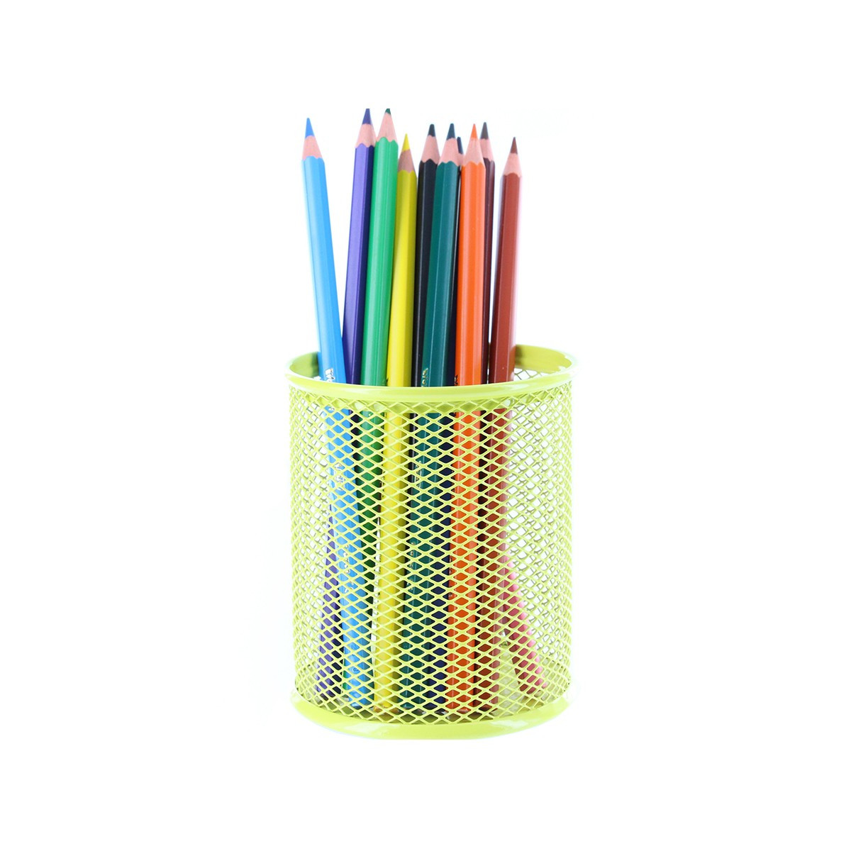 Pot à crayons en maille métallique vert anis