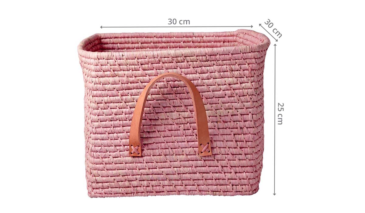 Panier cube de rangement rose - 30x30x25